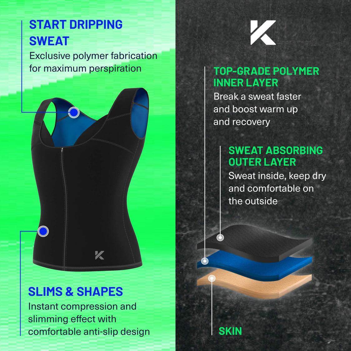 Women's Zipper Heat Trapping Sweat Vest – Kewlioo